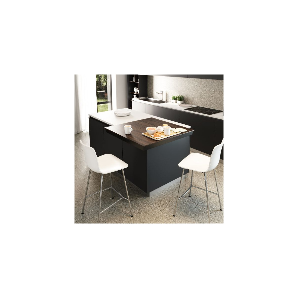 Table encastrable escamotable - Tiroirs sur mesure
